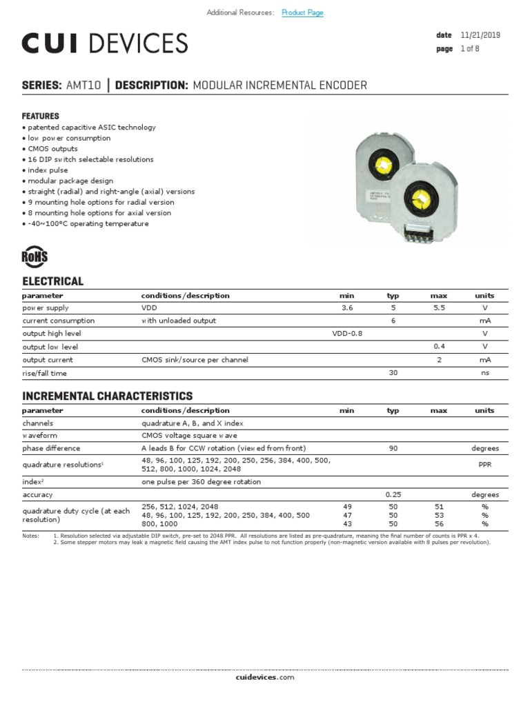 Series: Amt10 Description: Modular Incremental Encoder: Features | PDF ...