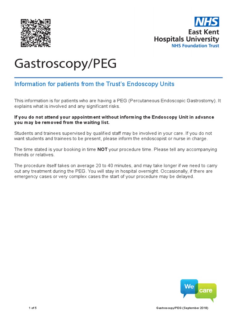 PEG Tube Procedure Guide for Patients | PDF | Endoscopy | Medical ...