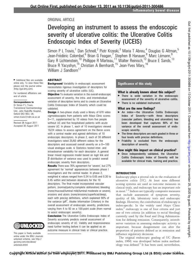 Developing An Instrument To Assess The Endoscopic Severity of ...