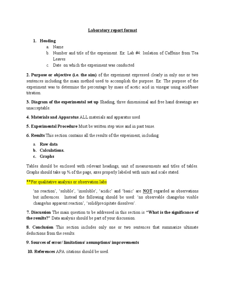 CAPE Laboratory Report Format | PDF | Experiment | Hypothesis