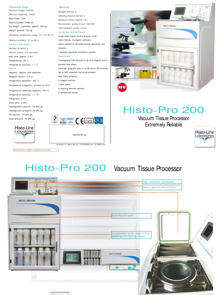 Vacuum Tissue Processor Histo-Pro 200 Brochure | PDF | Vacuum | Physical Chemistry
