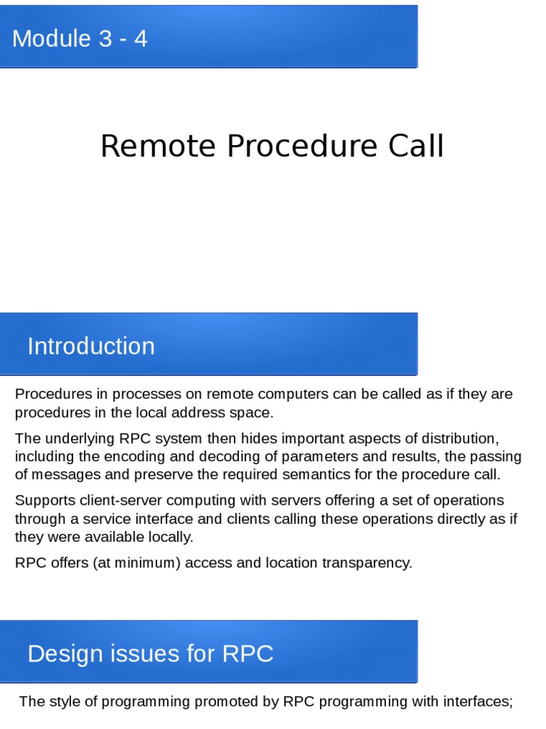 Module 3 - RPC | PDF | Interface (Computing) | Parameter (Computer ... Module 3 - RPC | PDF | Interface (Computing) | Parameter (Computer ...