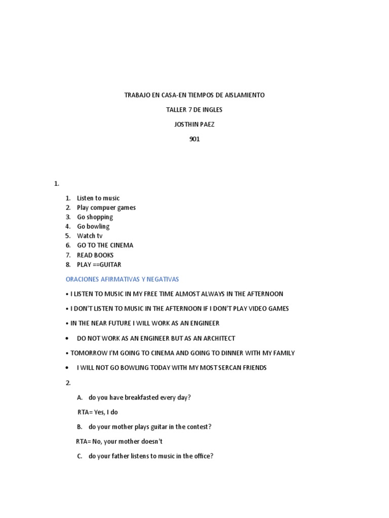 Oraciones Afirmativas Y Negativas | PDF