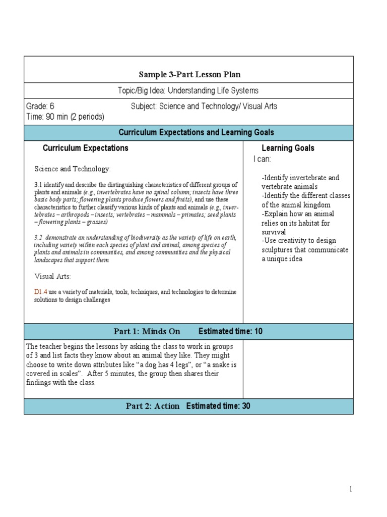 Grade 6 Science Art Lesson | PDF | Invertebrate | Plants