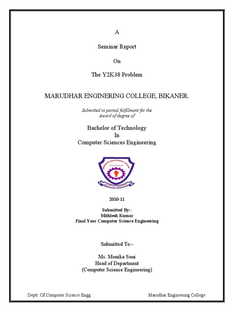 Y2K38 Problem Seminar Report | PDF