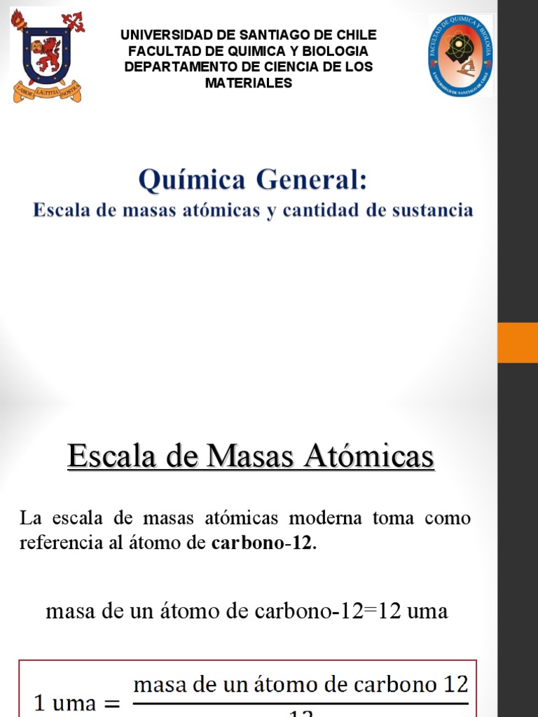 02-QG Escala de Masas at Micas y Cantidad de Sustancia | PDF | Mole (Unidad) | Elementos químicos