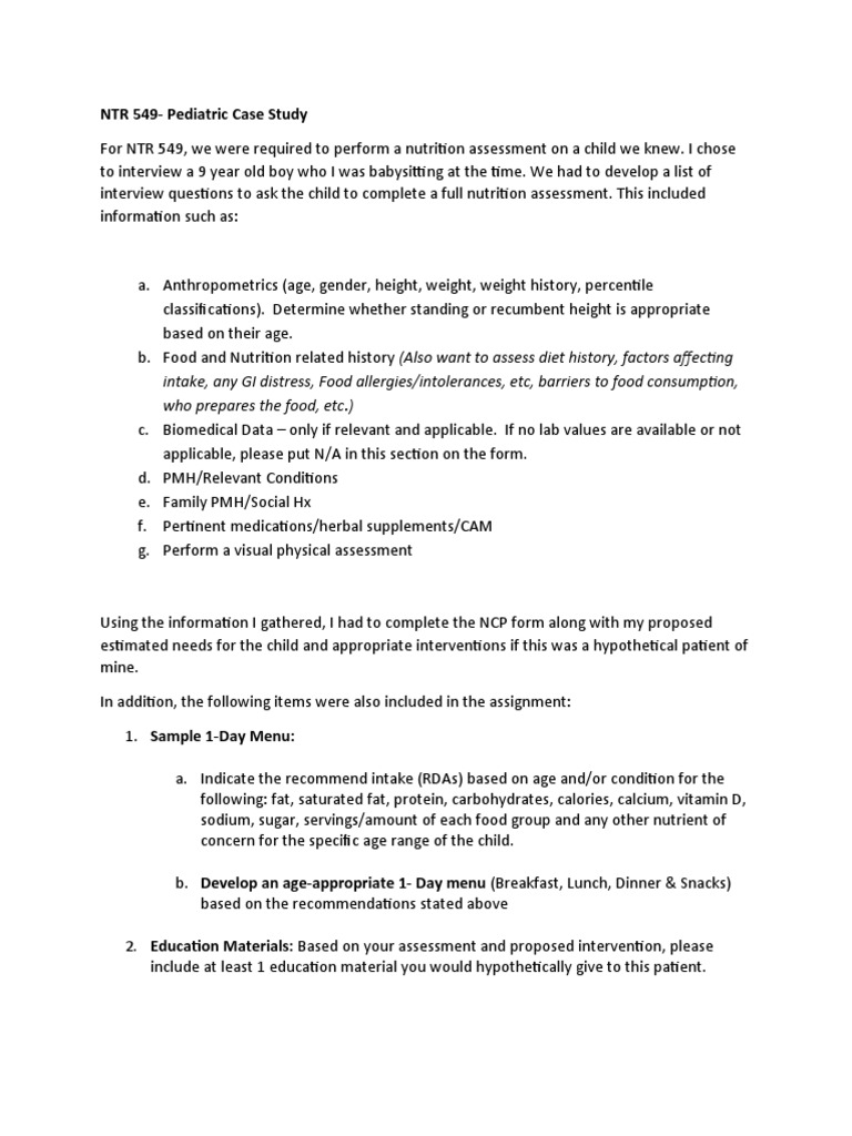 Pediatric Case Study Summary | PDF