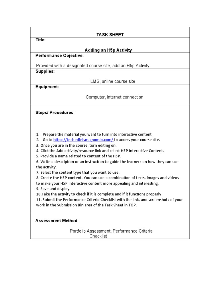 Add H5P Activity to Online Course | PDF