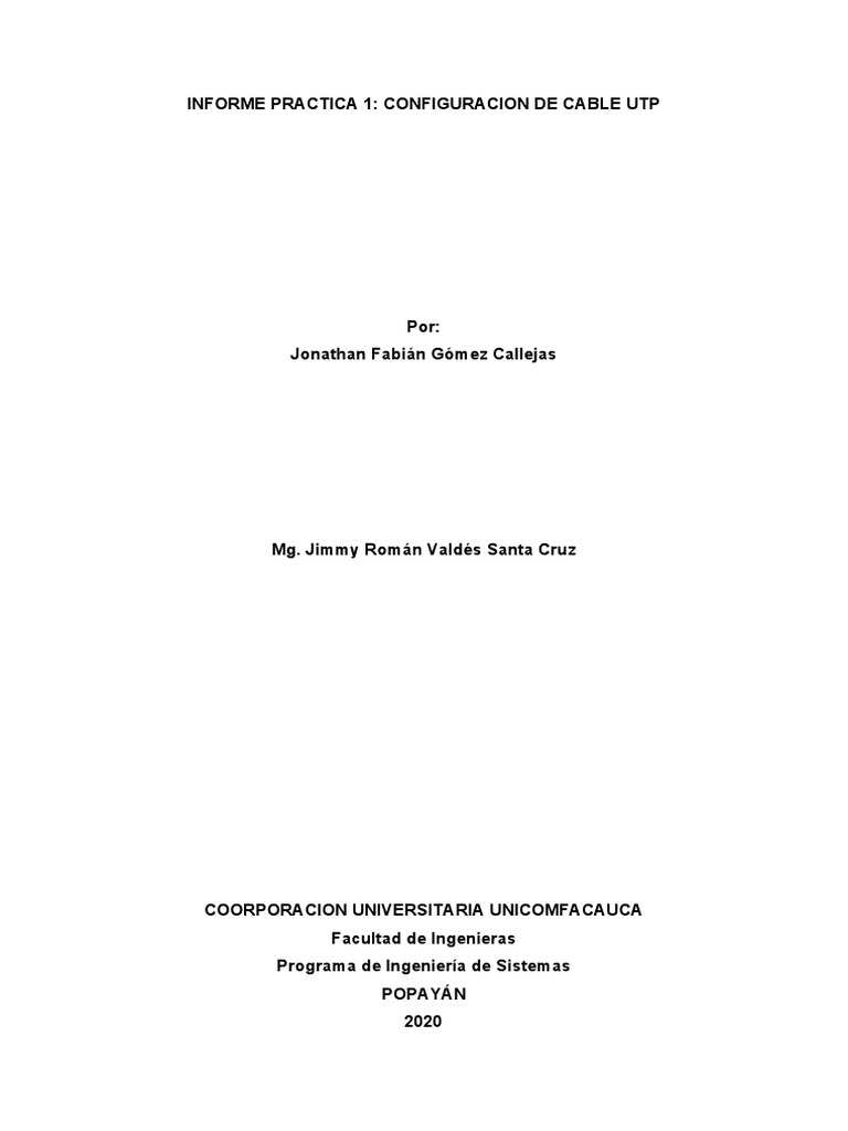 Configuración de Cable UTP: Guía Práctica | PDF | Informática ...
