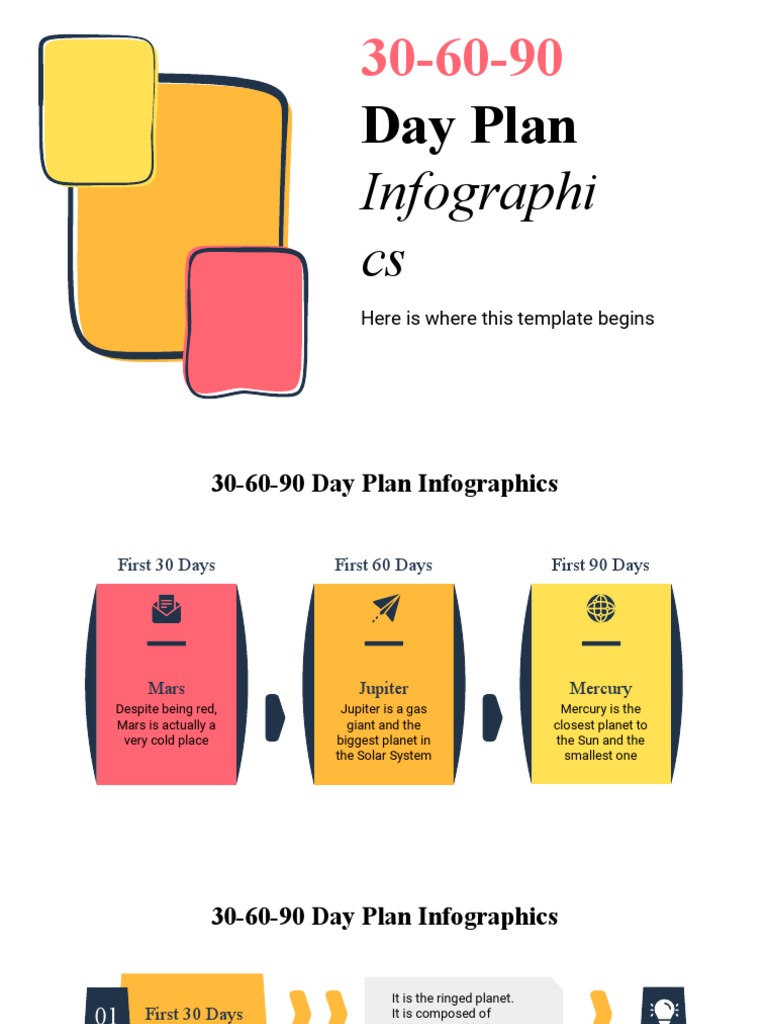 30-60-90 Day Plan Infographics by Slidego | PDF | Planets | Solar System