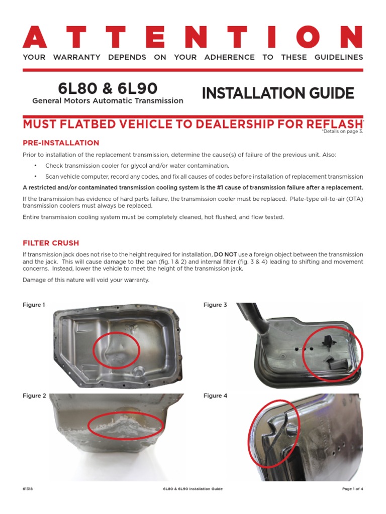 Attention: 6L80 & 6L90 Installation Guide | PDF | Transmission ...
