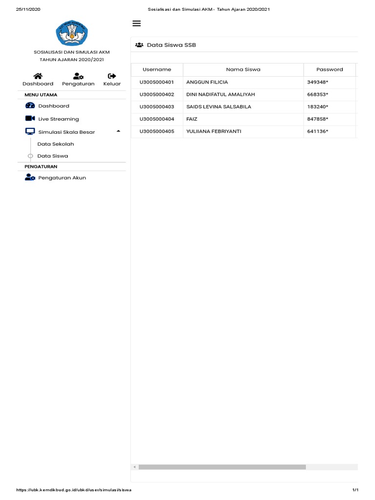 Sosialisasi Dan Simulasi AKM - Tahun Ajaran 2020 - 2021 | PDF