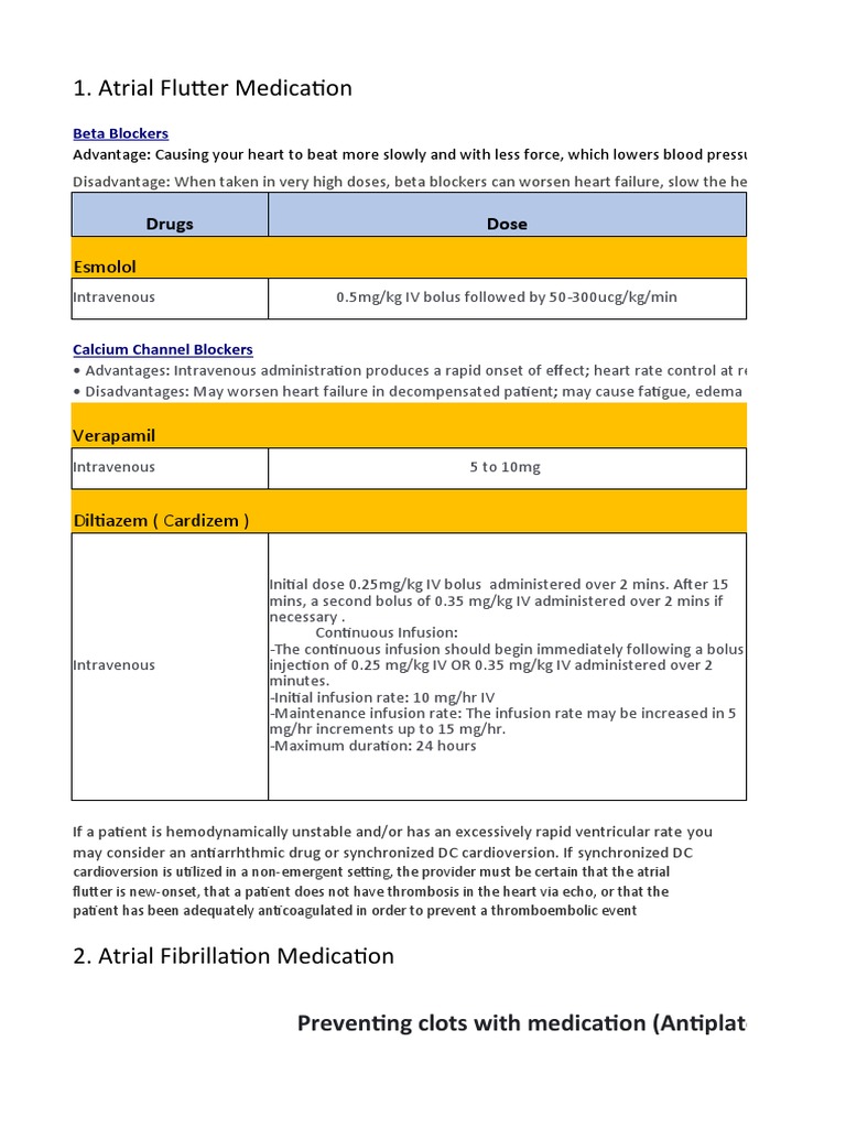 Atrial Flutter Medication: Drugs Dose | PDF | Intravenous Therapy ...