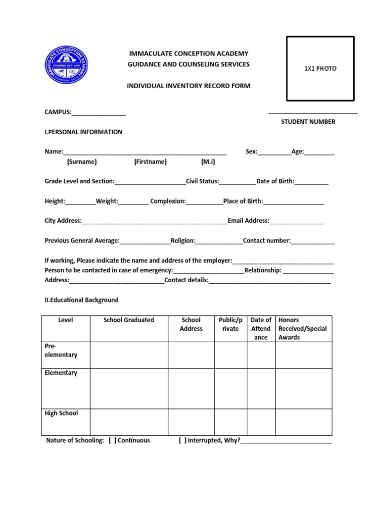 Immaculate Conception Academy Guidance and Counseling Services ...