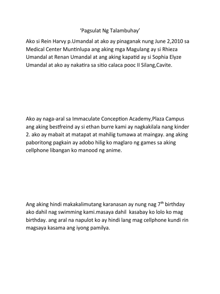 Pagsulat Ng Talambuhay