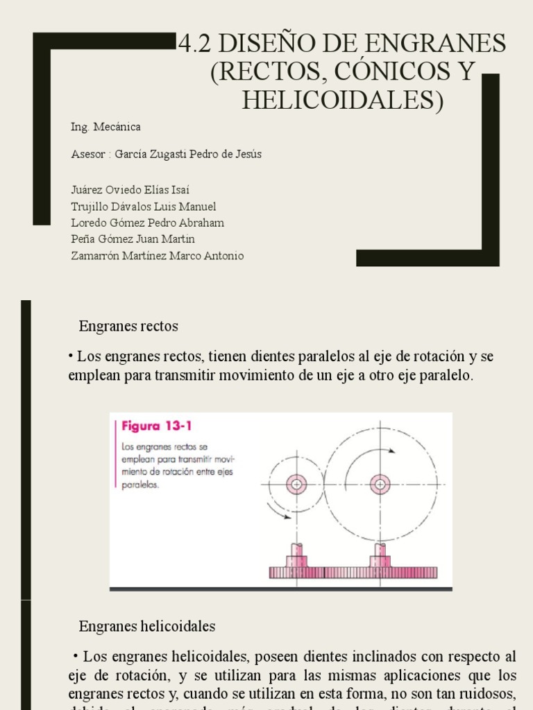 Diseño de Engranes: Rectos y Helicoidales | PDF | Engranaje | Cinemática