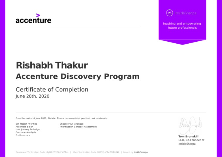 Rishabh Thakur: Accenture Discovery Program | PDF