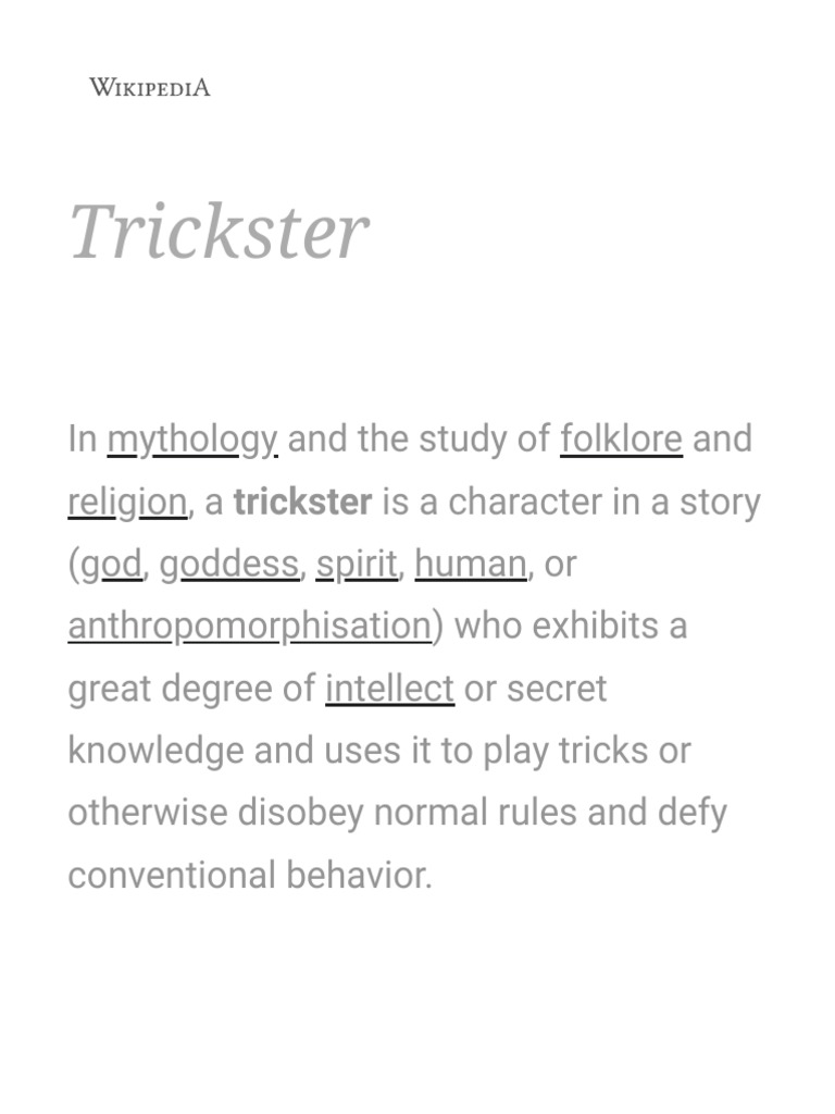 Trickster PDF | PDF | Trickster | Folklore