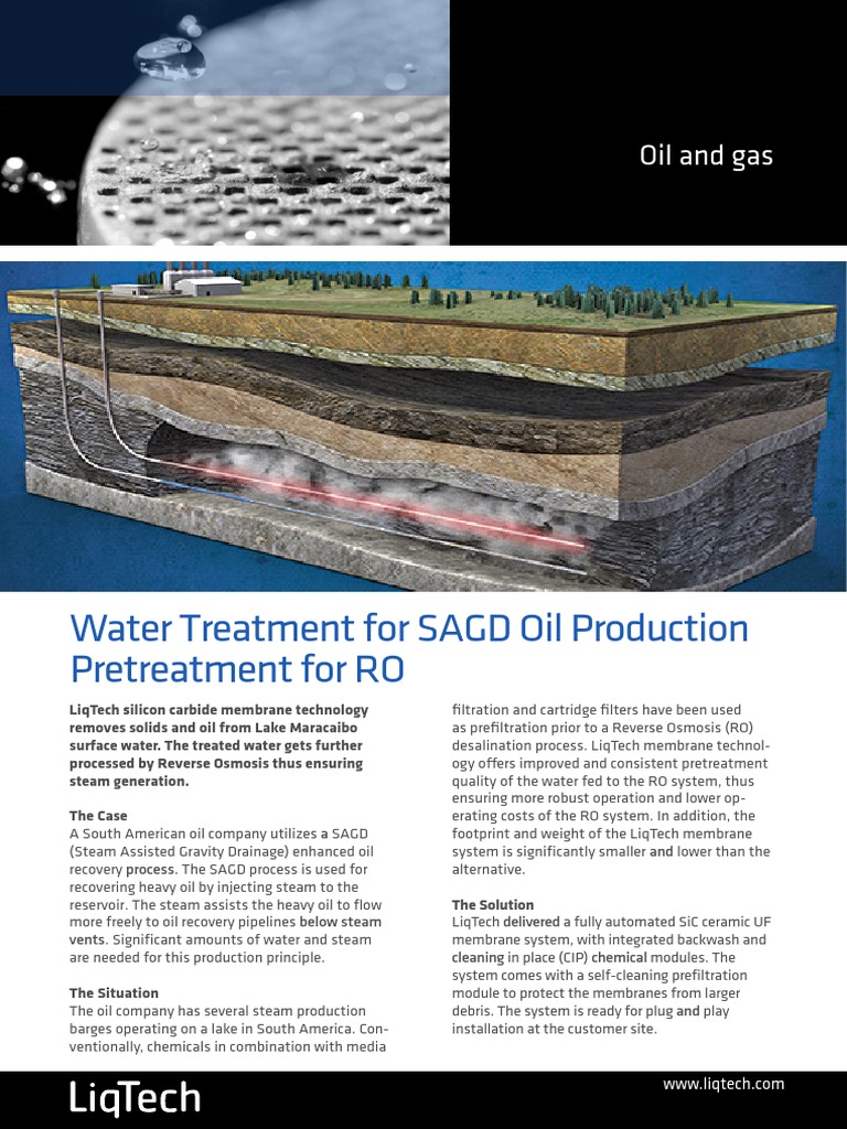 Water Treatment For SAGD Oil Production Case LiqTech | PDF | Membrane ...