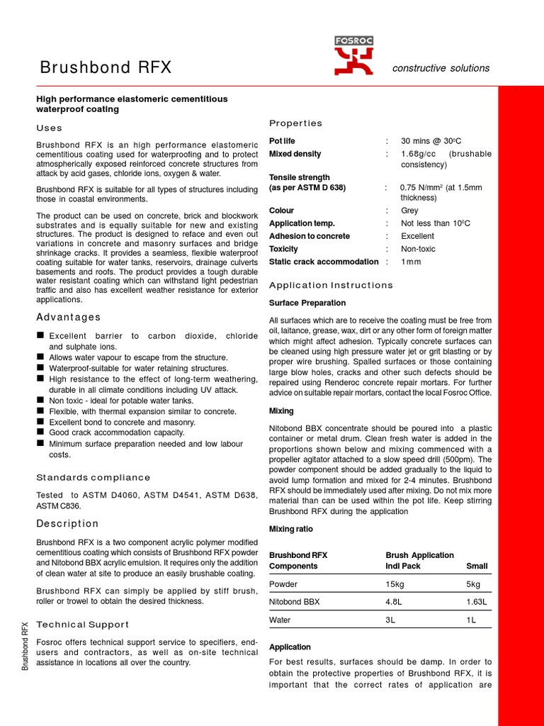 Brushbond RFX PDF | PDF | Concrete | Mortar (Masonry)