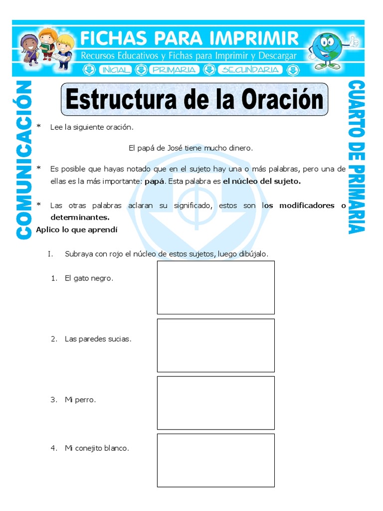Hojas De Trabajo De Estructura De Texto De Cuarto Grado