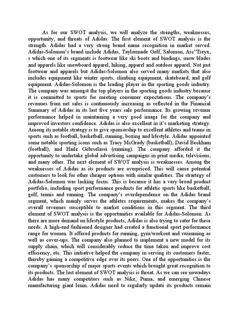 SWOT Analysis Adidas | PDF | Adidas | Brand