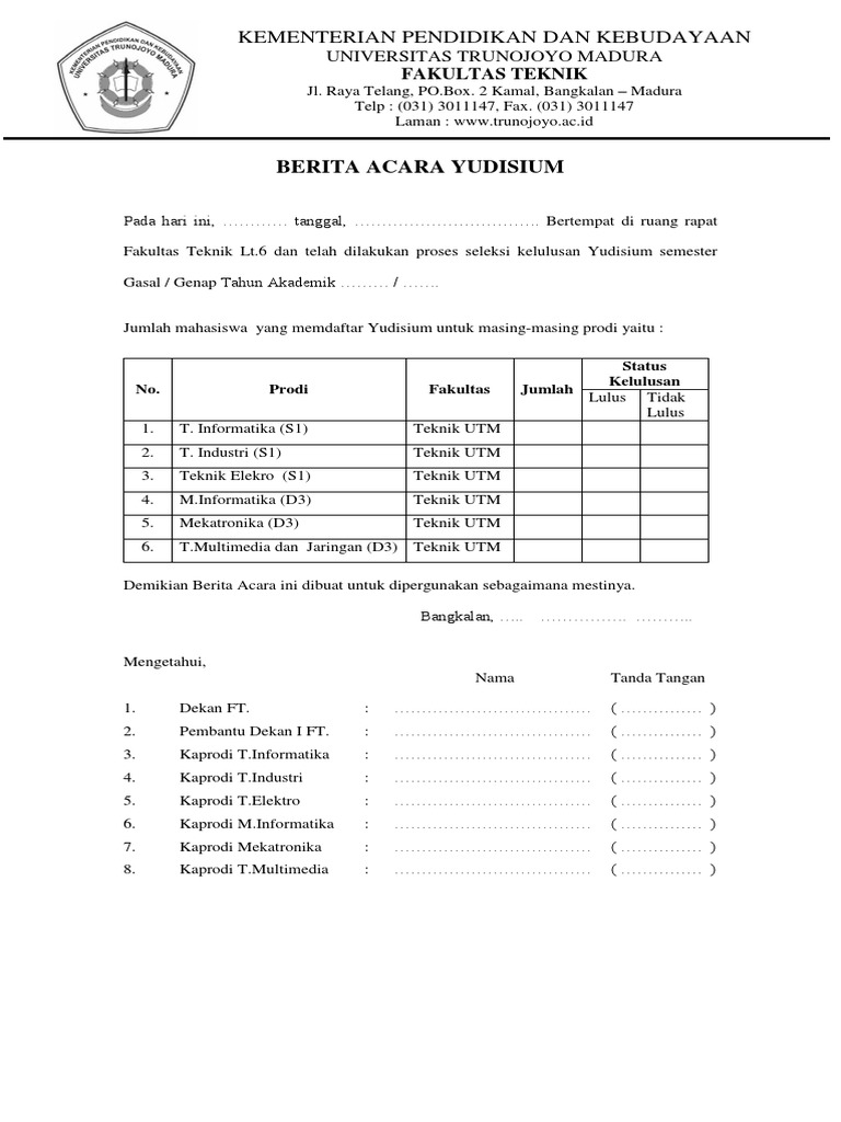 Berita Acara Yudisium | PDF