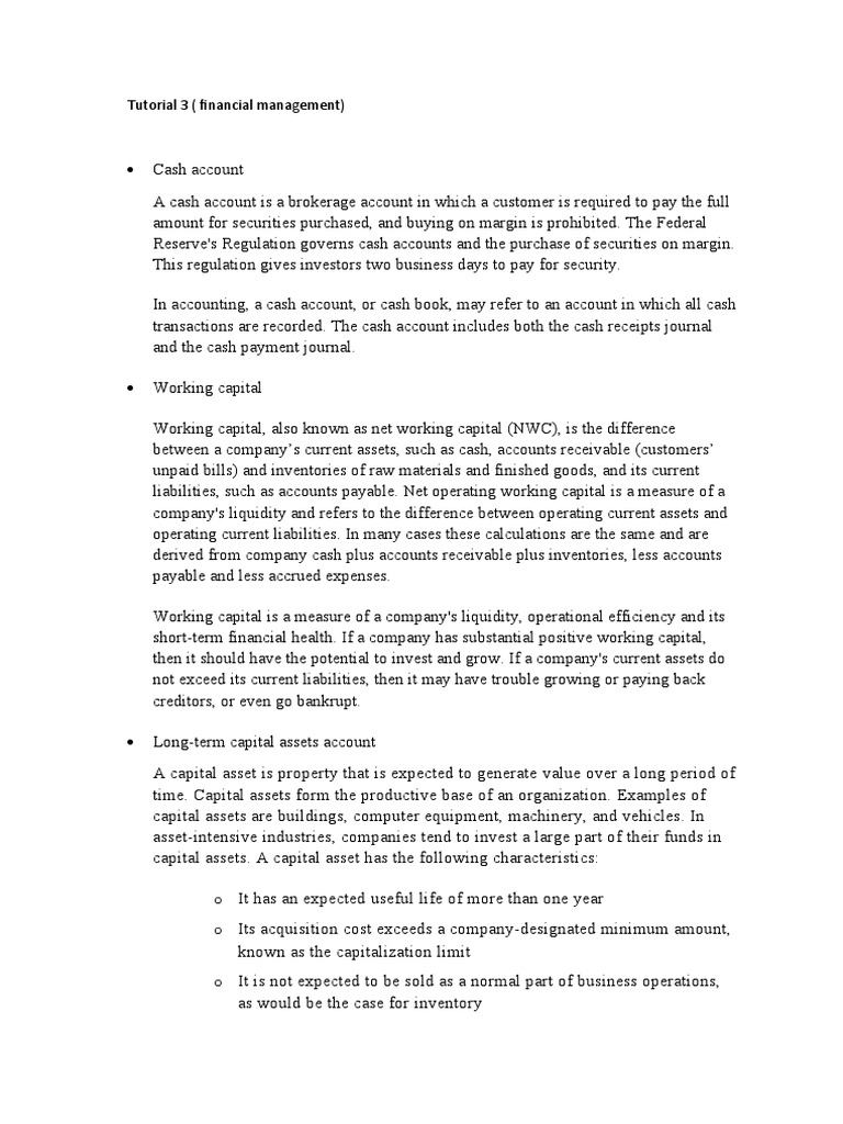 Tutorial 3 (Financial Management) | PDF | Working Capital | Equity ...