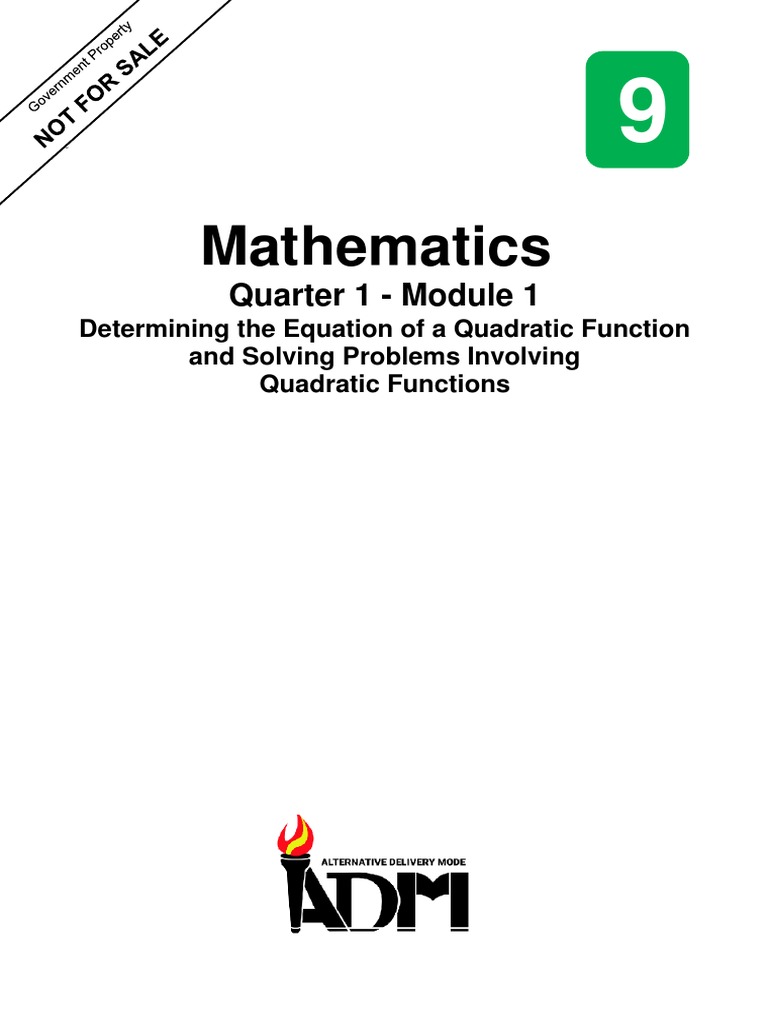 Mathematics Quarter 1 Module 1 Pdf Quadratic Equation Area