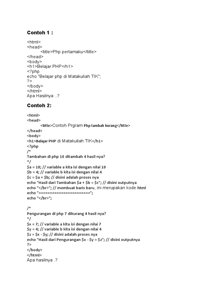 Contoh Pemrograman PHP | PDF