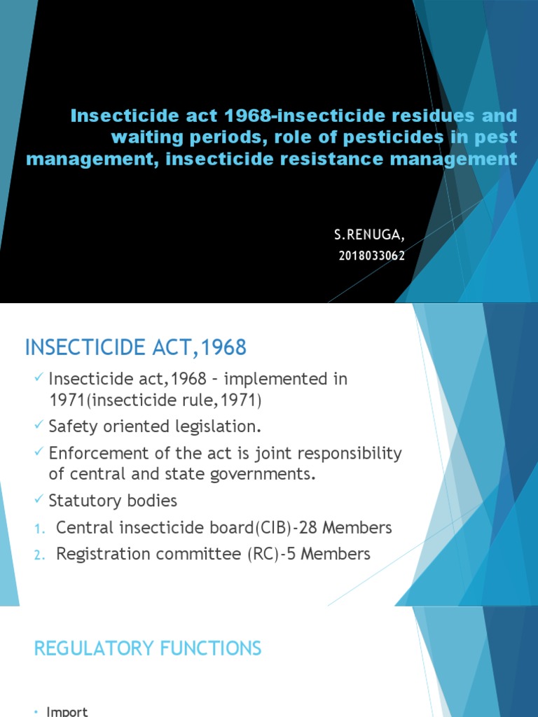 Insecticide Act 1968-Insecticide Residues and Waiting Periods | PDF ...