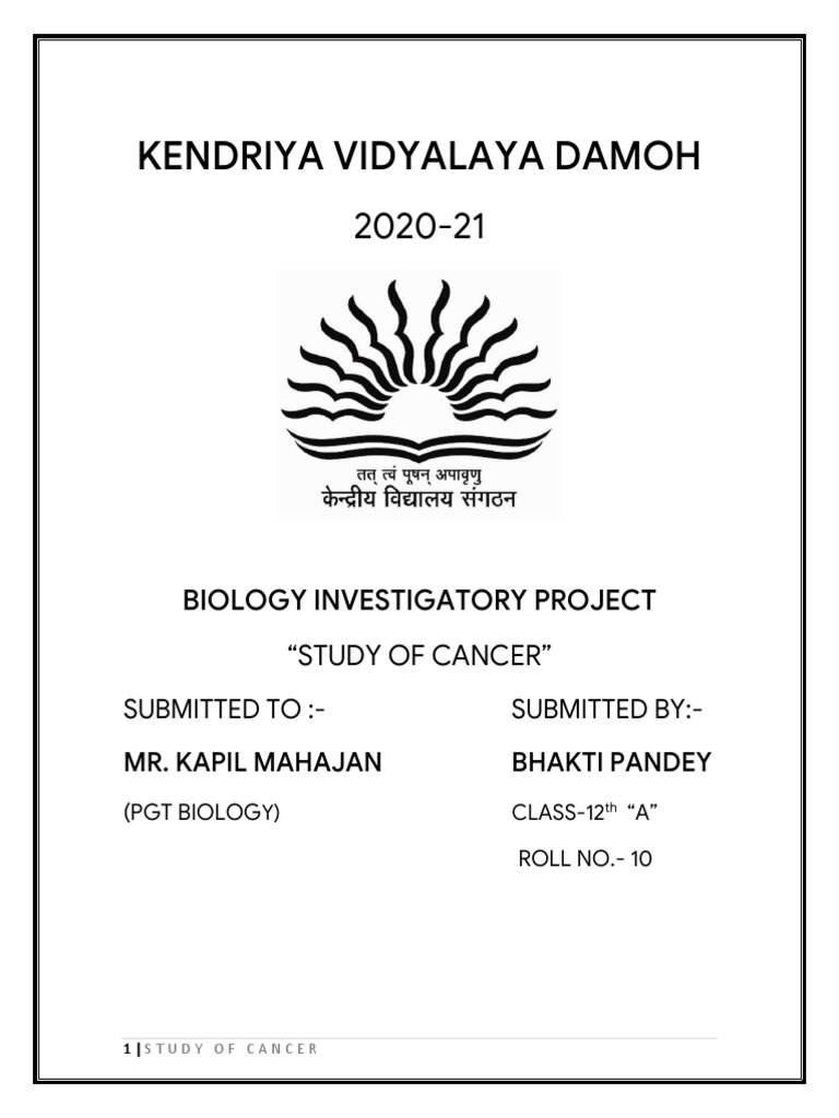 Class 12 Cancer Investigatory Project | PDF | Colorectal Cancer | Cancer