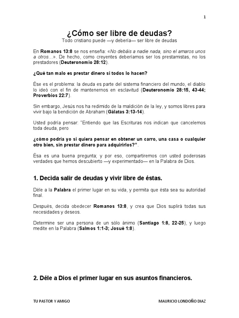 Cómo Ser Libre de Deudas | PDF | Oración | Biblia