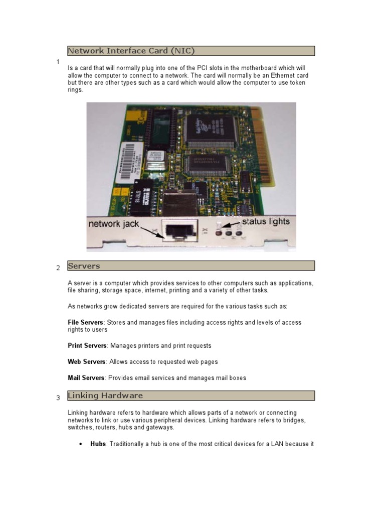 Network Interface Card (NIC) | PDF | Network Switch | Gateway (Telecommunications)