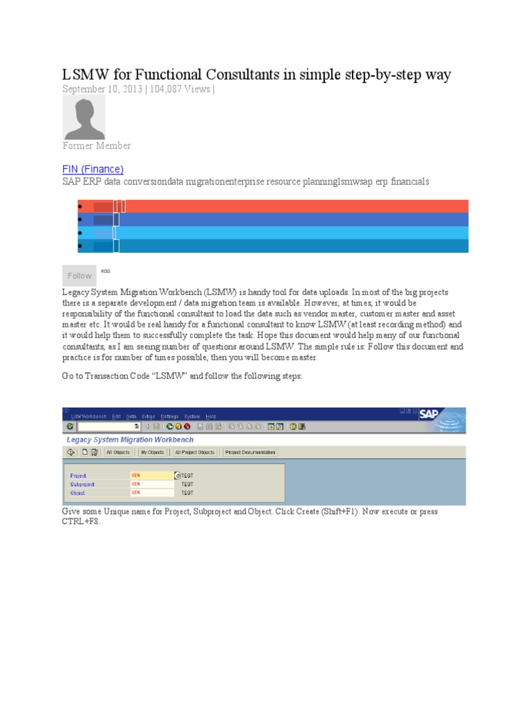 LSMW For Functional Consultants in Simple Step | PDF | Screenshot | Button (Computing)