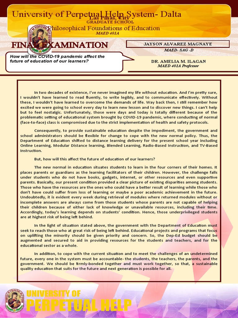 Final Exam-Philosophical Foundation of Education | PDF | Philosophy Of ...