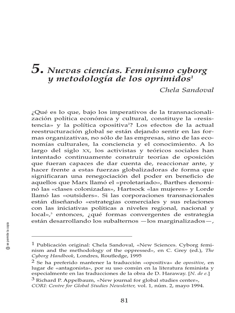 Sandoval | PDF | Cyborg | Feminismo