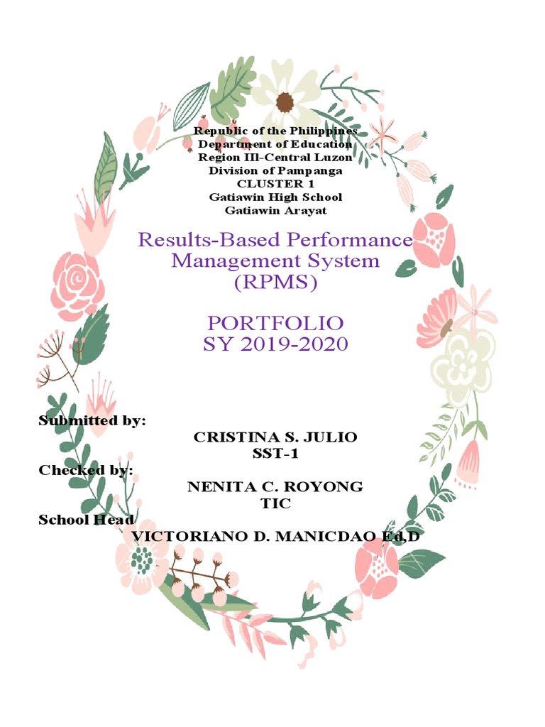 RPMS Portfolio Cover: Gatiawin High School | PDF | Curriculum ...