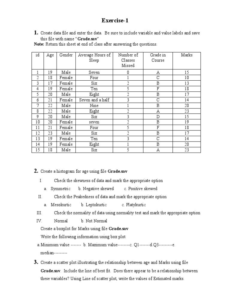 Exercise 1 | PDF | Statistical Theory | Statistical Analysis