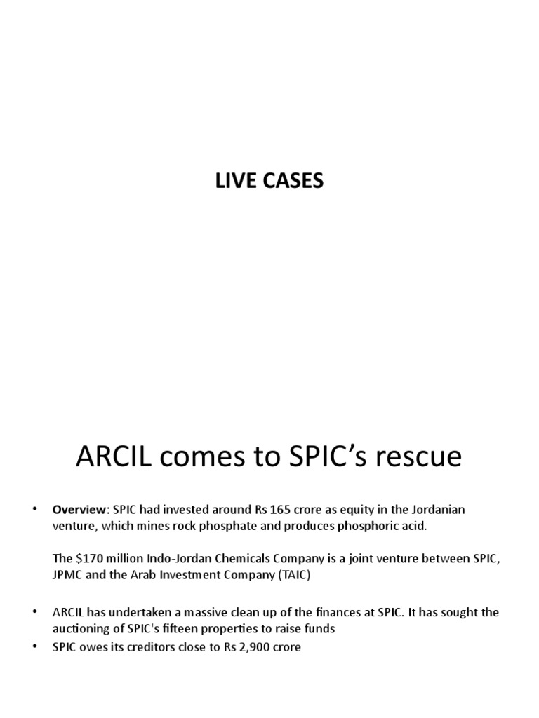 SPIC's Financial Rescue by ARCIL | PDF | Equity (Finance) | Banks