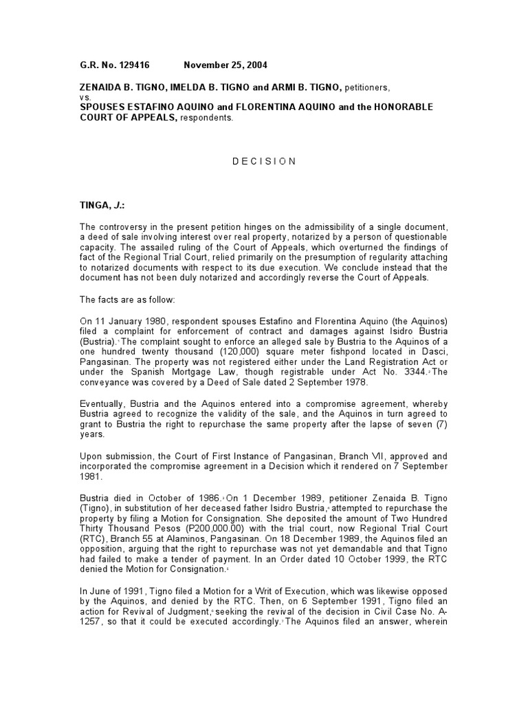 3 Tigno Vs Aquino | PDF | Notary Public | Evidence (Law)