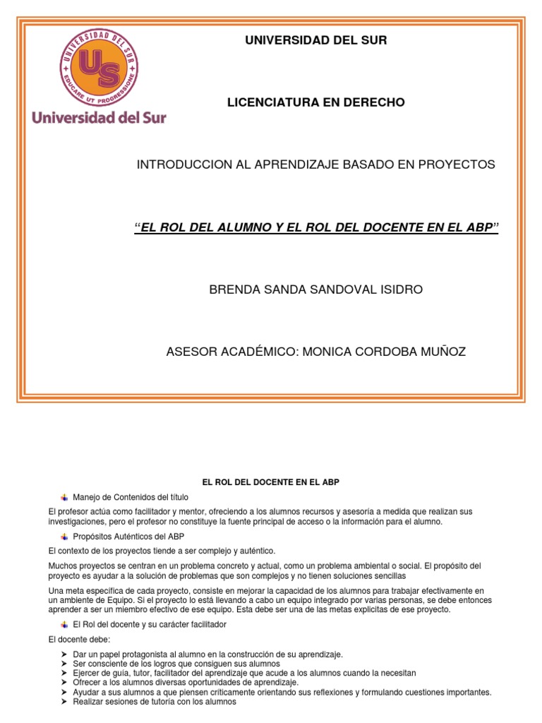 Rol del Docente y Alumno en ABP | PDF | Constructivismo (filosofía de la educación) | Aprendizaje