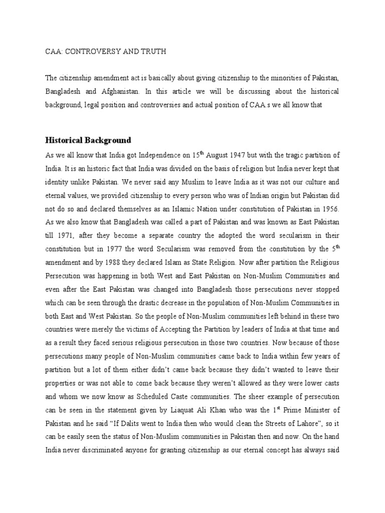 Caa Explained | Download Free PDF | Public Sphere | Human Rights