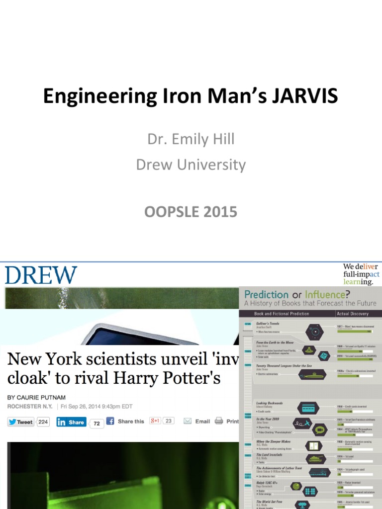 Engineering Iron Man's JARVIS: Dr. Emily Hill Drew University | PDF | Computer Programming ...