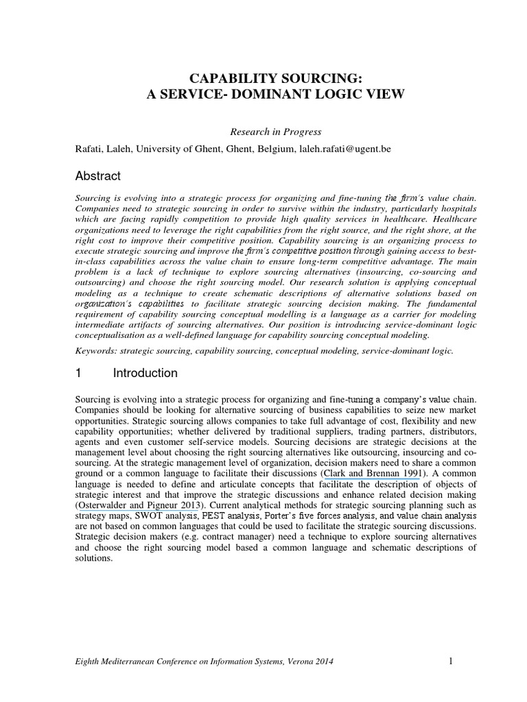 Capability Sourcing A Service Dominant L | PDF | Competitive Advantage ...