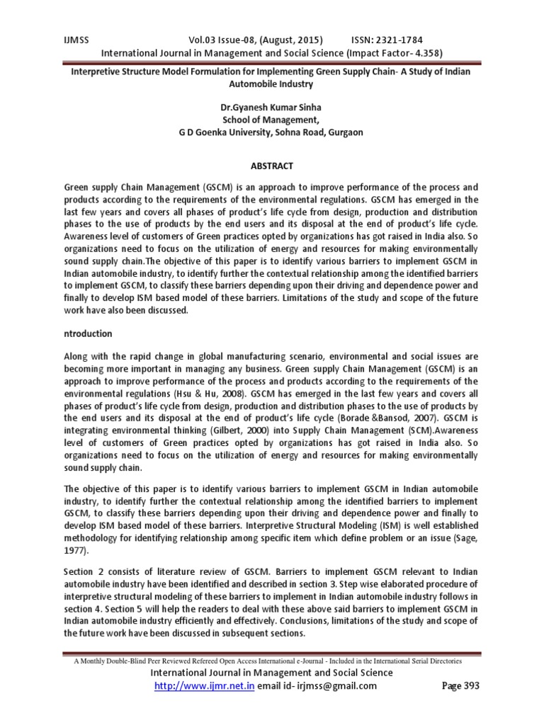 Interpretive Structure Model Formulation PDF | PDF | Supply Chain ...