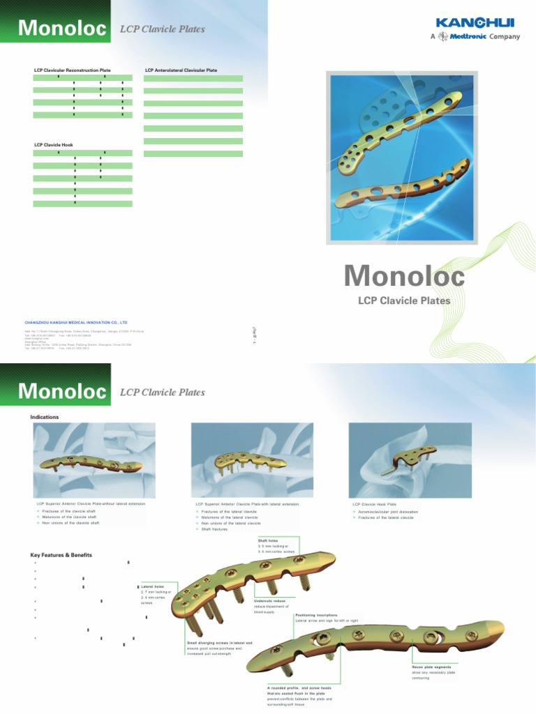 KH Brochure-Monoloc LCP Superior Clavicle Plate 2015 | PDF ...