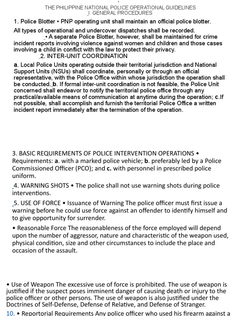 PNP Operational Guidelines Overview | PDF