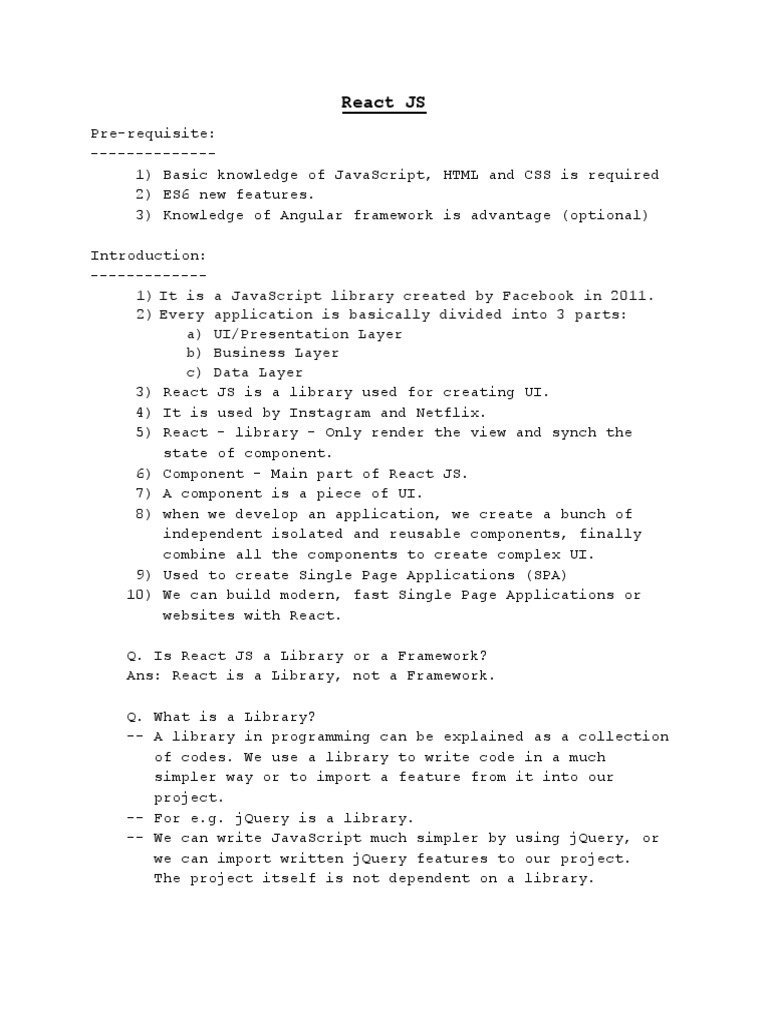 Reactjs Final Notes | PDF | Document Object Model | Java Script Reactjs Final Notes | PDF | Document Object Model | Java Script