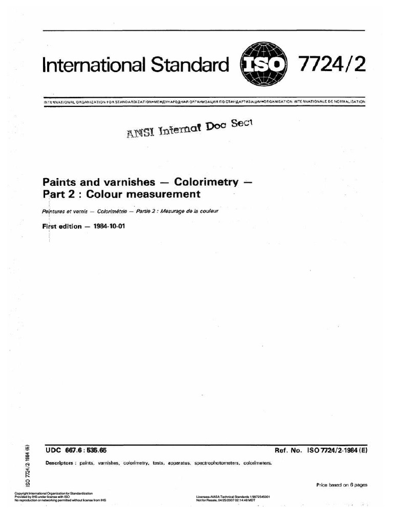 ISO - 7724 2 1984 Colorimetry PDF | PDF | International Organization ...